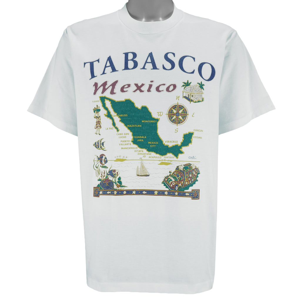 Vintage - Tabasco, Mexico Map Single Stitch T-Shirt 1990s Medium ...