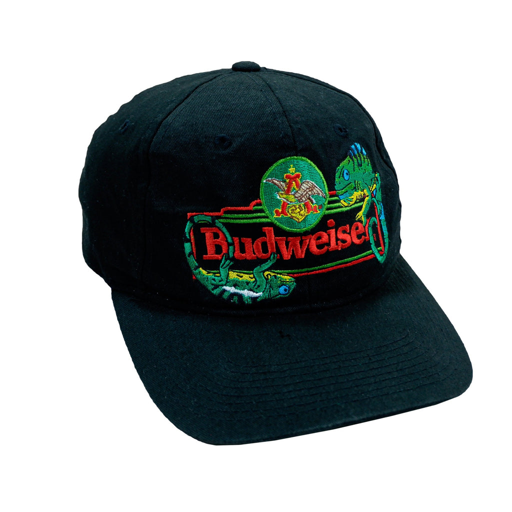 Vintage (Budweiser) - Black Embroidered Snap Back Hat 1990's Adjustable ...