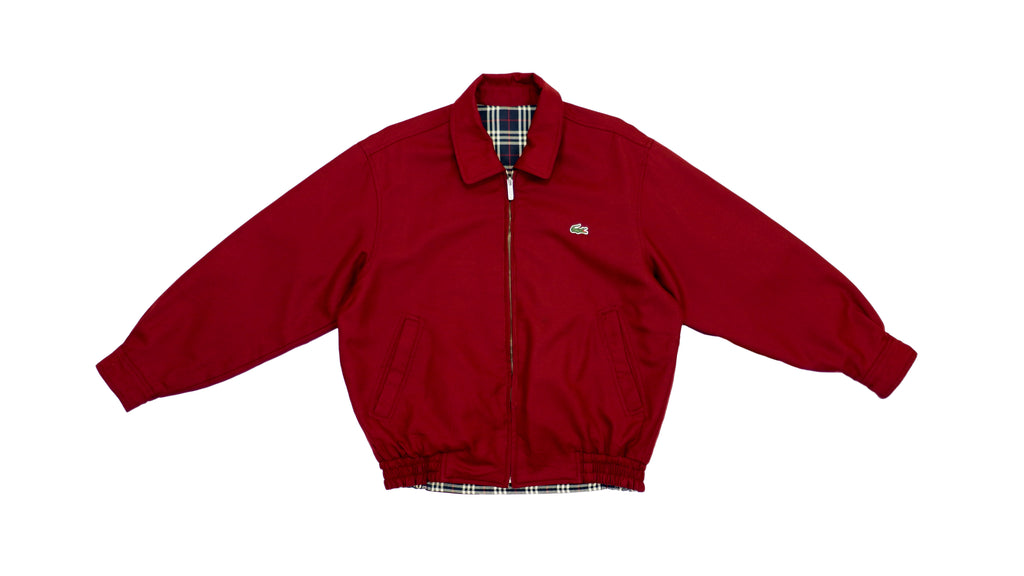 Vintage Lacoste - Red & Plaid Reversible Collared Bomber Jacket 1990s ...