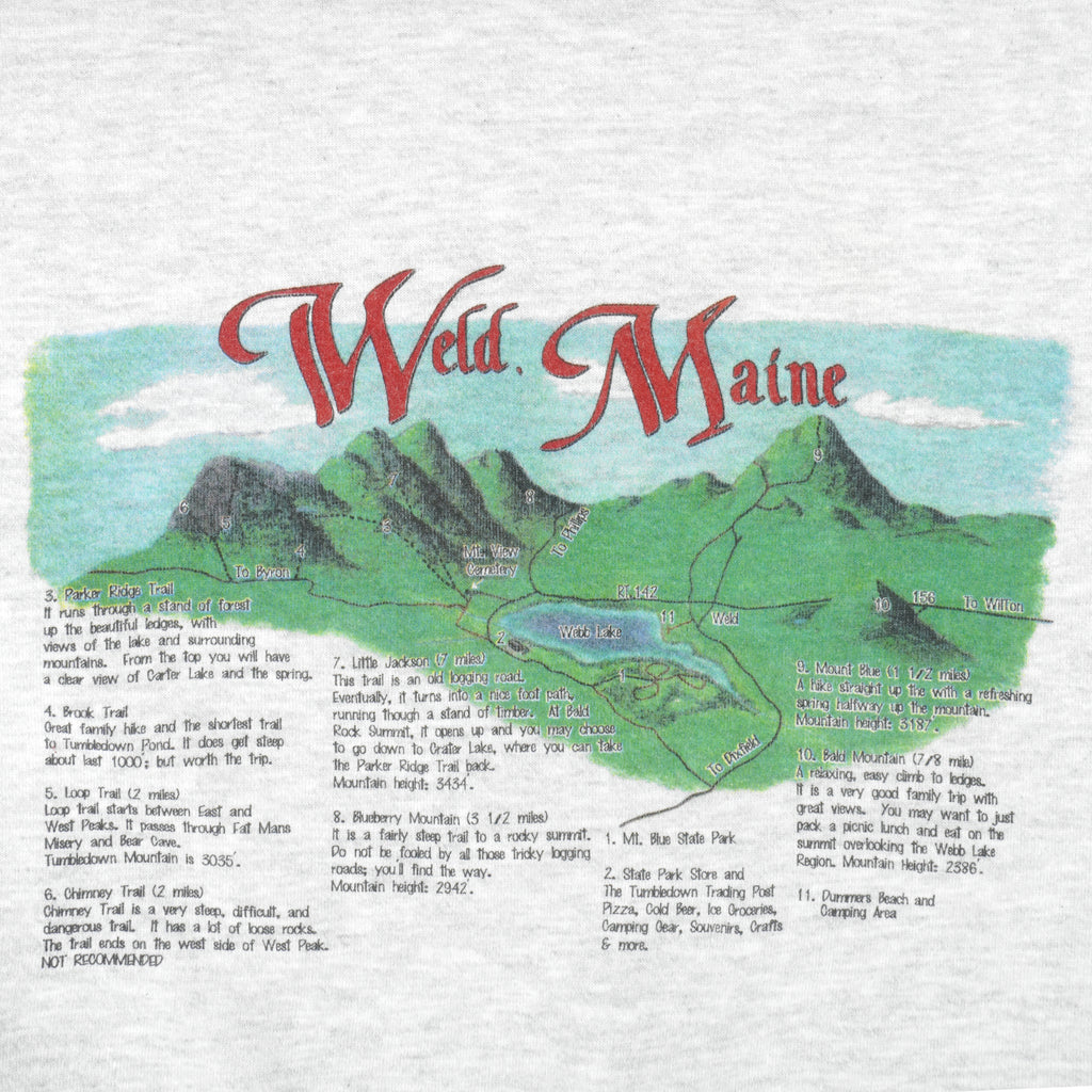 Vintage (Lee) - Weld Maine Mountain Trail Map Sweatshirt 1990s X-Large ...