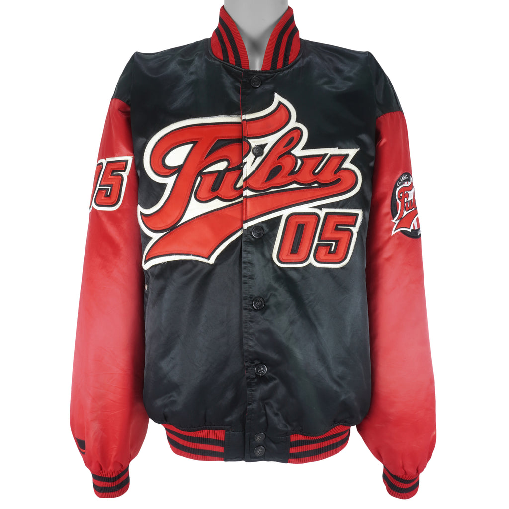 Vintage FUBU - Black & Red Sport 05 Classic Satin Jacket 1990s X-Large ...