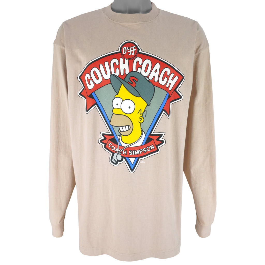 Vintage - Homer Simpson Duff Couch Coach Long Sleeved Shirt 1990s X-La ...